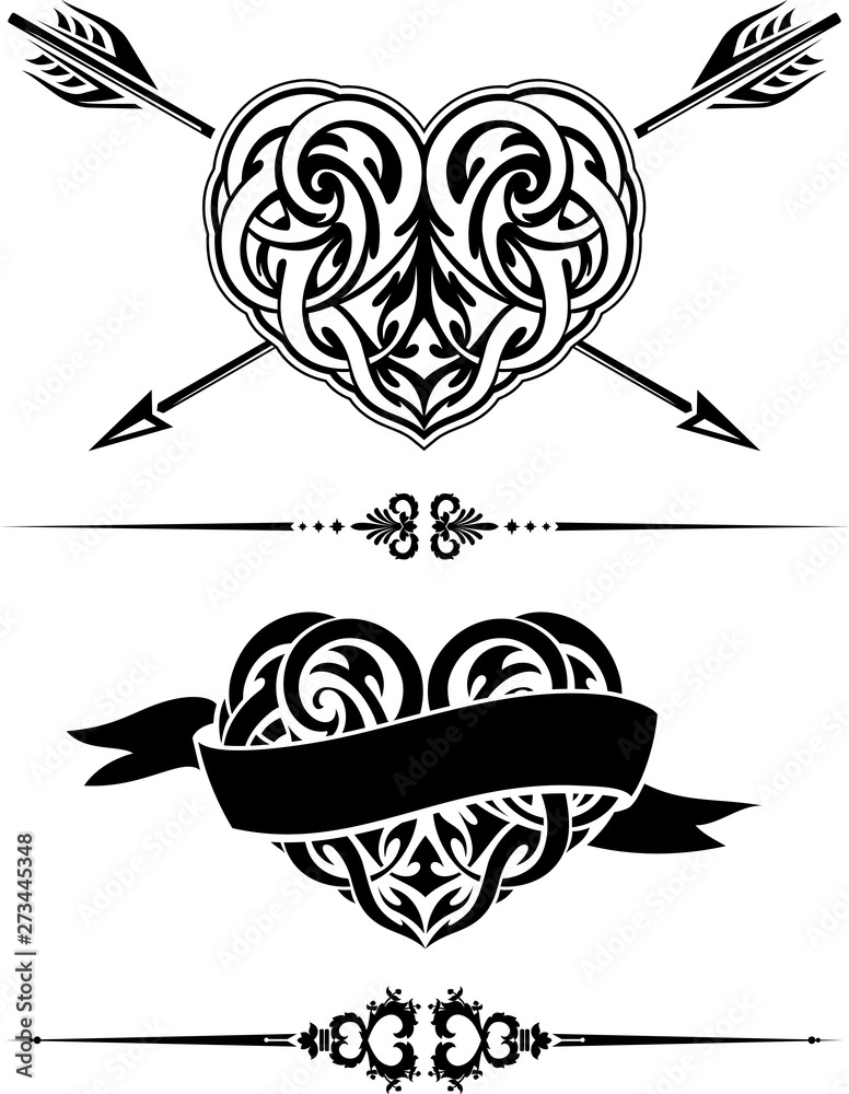 Heart and Arrow Shape and Label Abstract Stock Vector | Adobe Stock