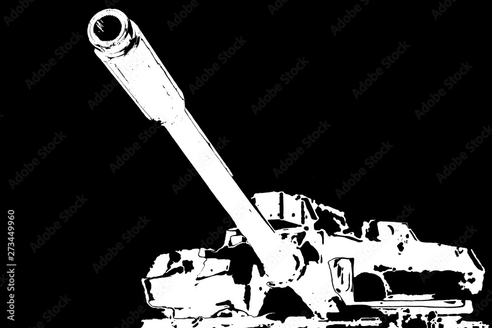 ภาพประกอบสต็อก illustration drawing muzzle gun battle tank on armored ...