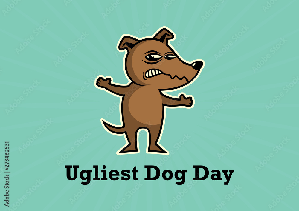 Ugliest Dog Day vector. Dog vector illustration. Rabid dog icon. Brown ...