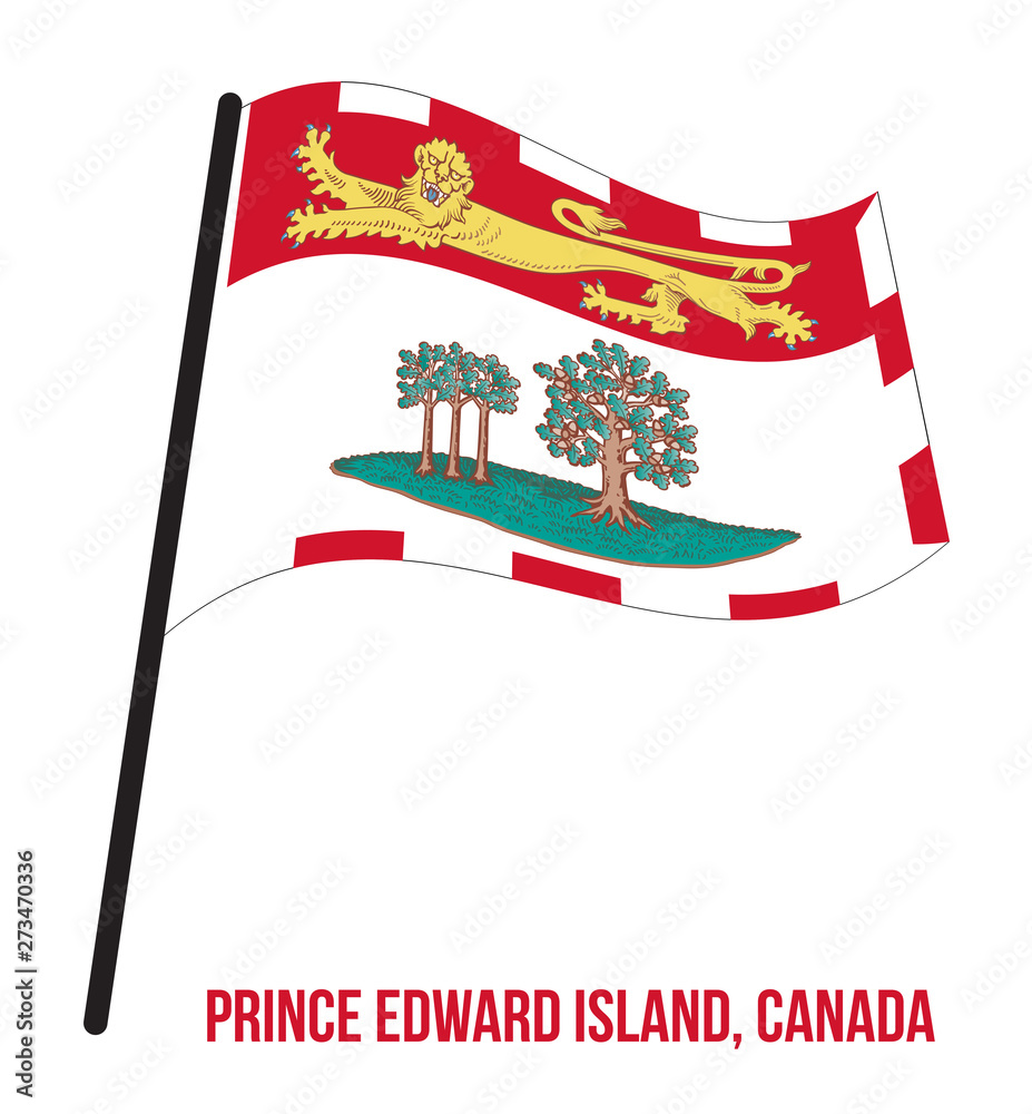 Prince Edward Island Flag Waving Vector Illustration on White ...