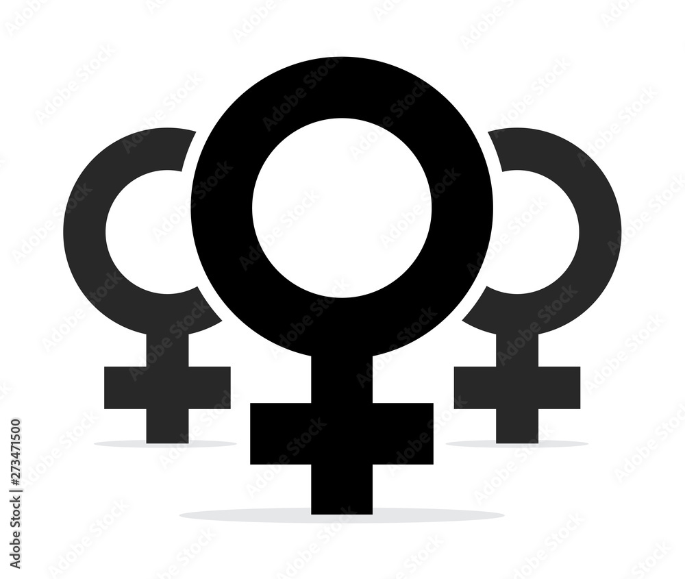 Black Female Icons Illustration on White Background. Flat Vector Woman ...