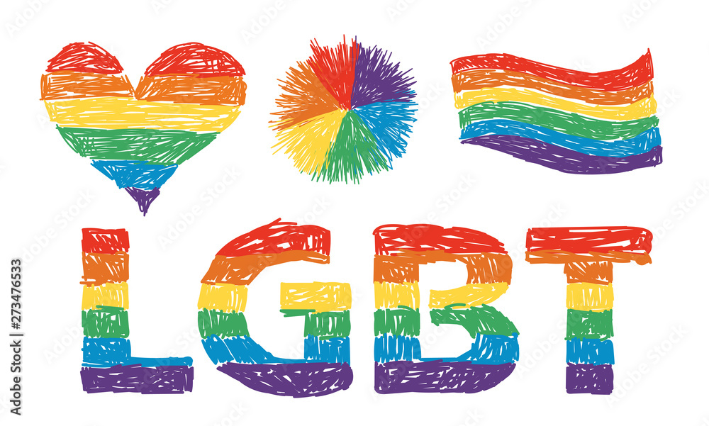 Set of colored symbols of LGBT. Vector illustration for your design ...