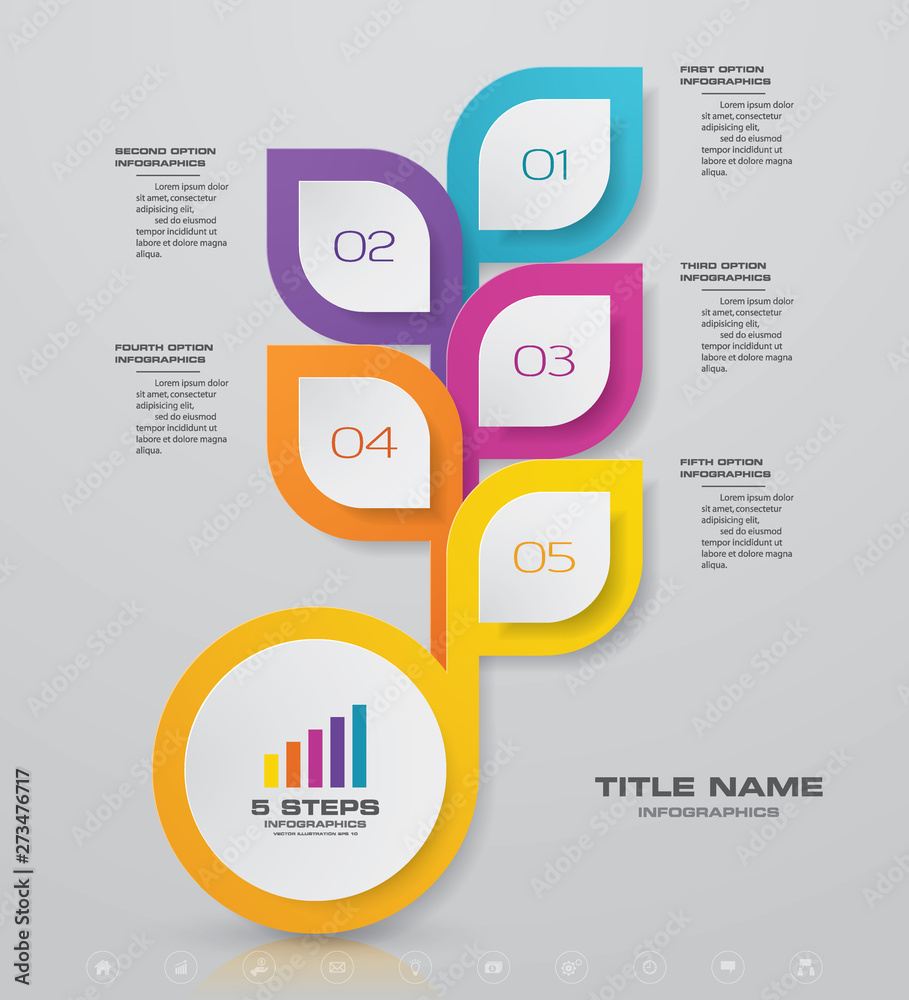 5 steps simple&editable process chart infographics element. EPS 10 ...