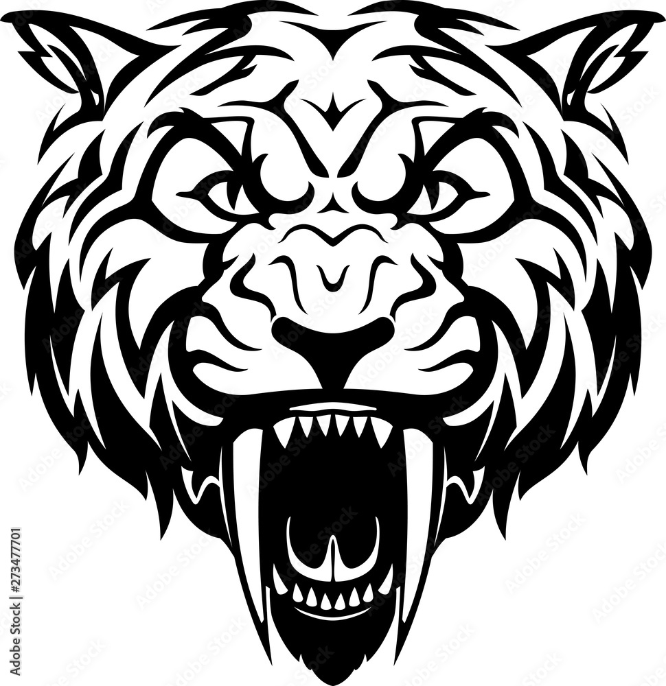 Sabertooth Head Mascot Vector Stock Vector | Adobe Stock