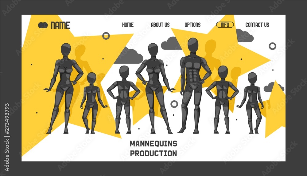 Mannequins production banner web design vector illustration. Fashion ...
