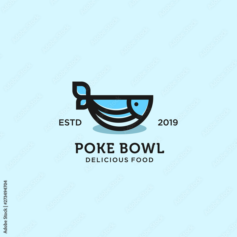 poke bowl hawaiian food logo template illustration vector icon download ...