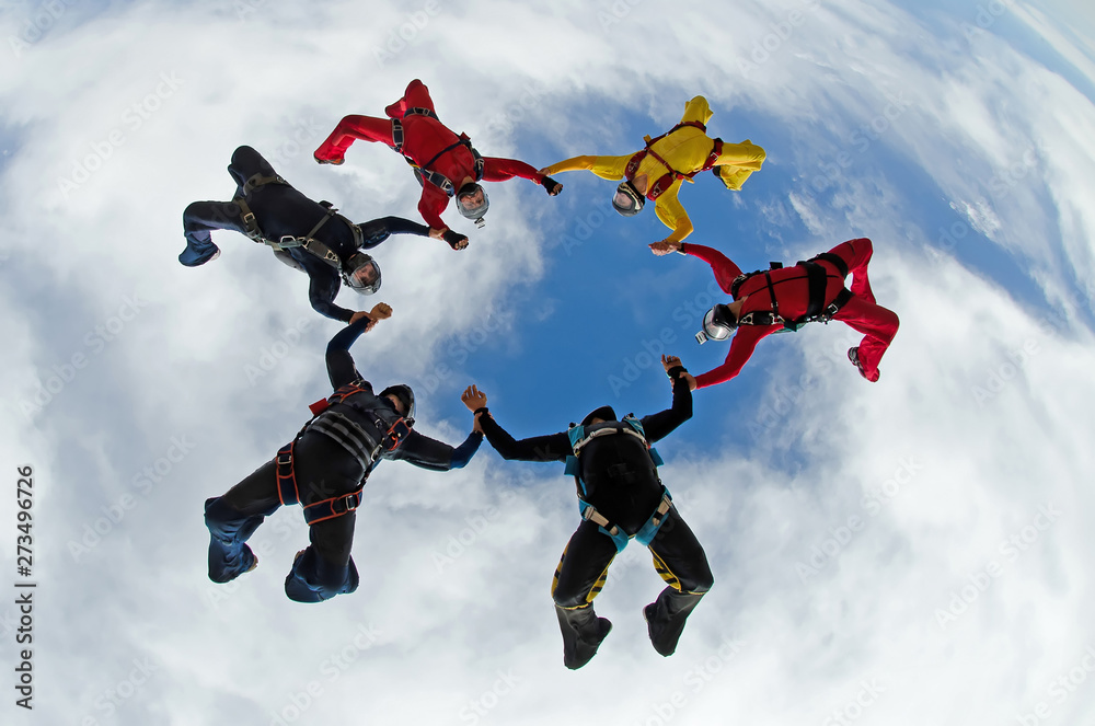 Sky dive team work low angle view Stock Photo | Adobe Stock