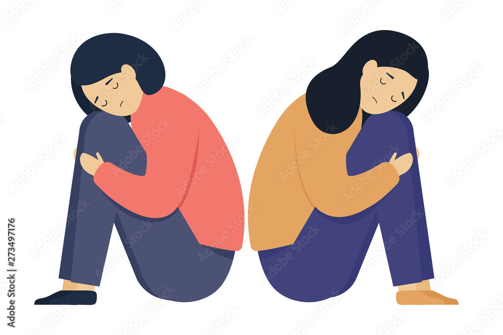 Two Sad Girls Hugging