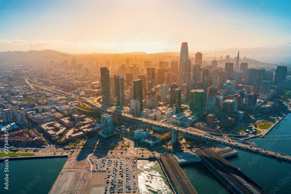 Downtown San Francisco aerial view of skyscrapers Stock Photo | Adobe Stock