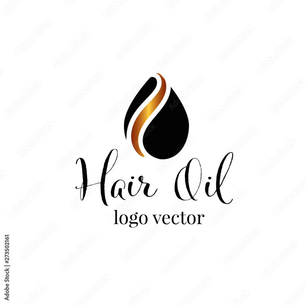 Hair Oil Essential logo with black drop oil symbol Stock Vector | Adobe ...