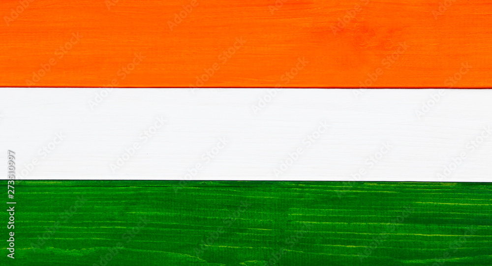 Flag of the country of India - tricolour flag, painted on rustic wood ...