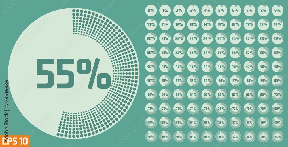Set of circle percentage diagrams from 0 to 100 percent. Progress bar ...