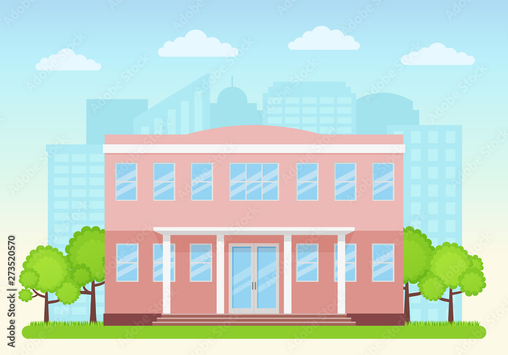 Cartoon High School Building