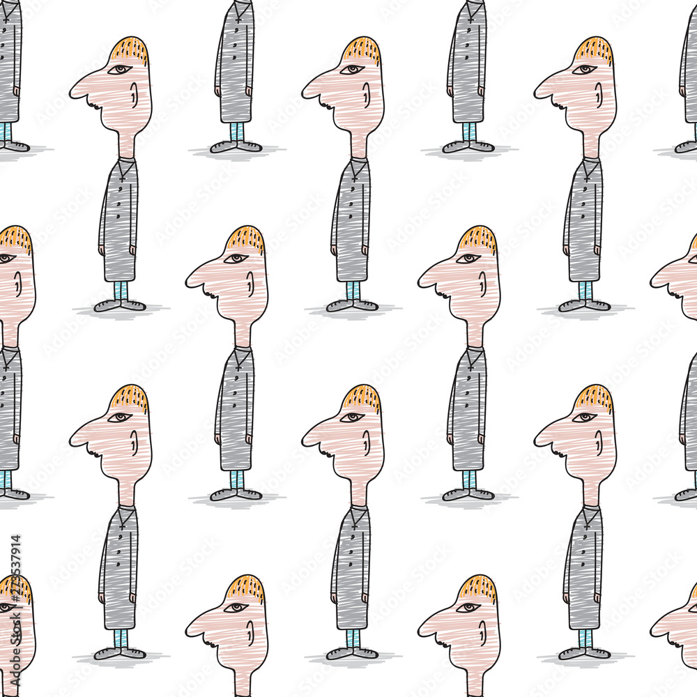 seamless pattern, Doodle Pastor man cartoon, Pastor cartoon character ...