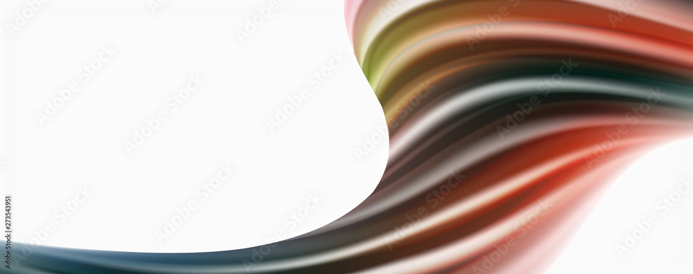 Modern Liquid color flow on white - colorful flow poster. Techno Wave ...
