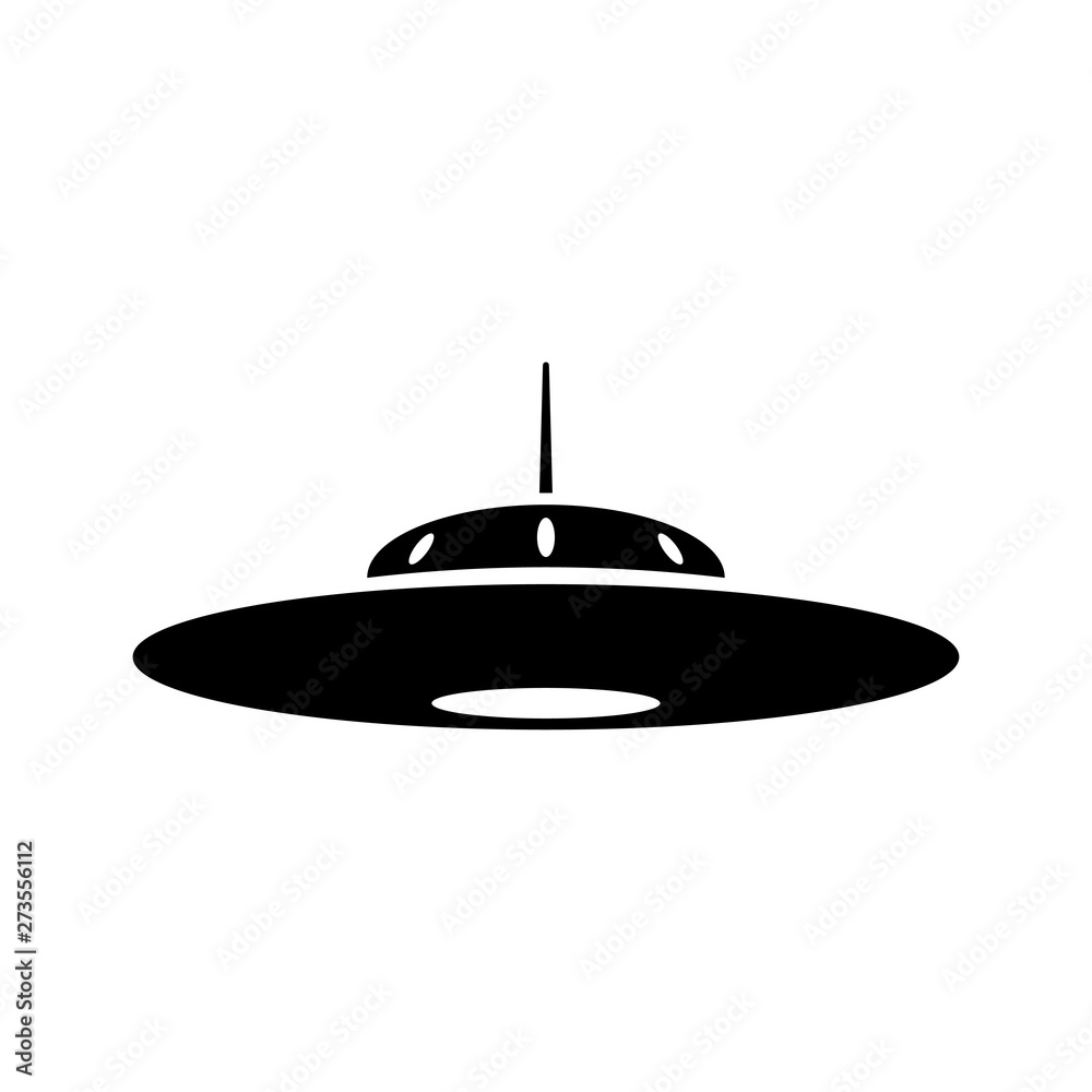 Vecteur Stock UFO icon. Black silhouette. Vector drawing. Isolated ...