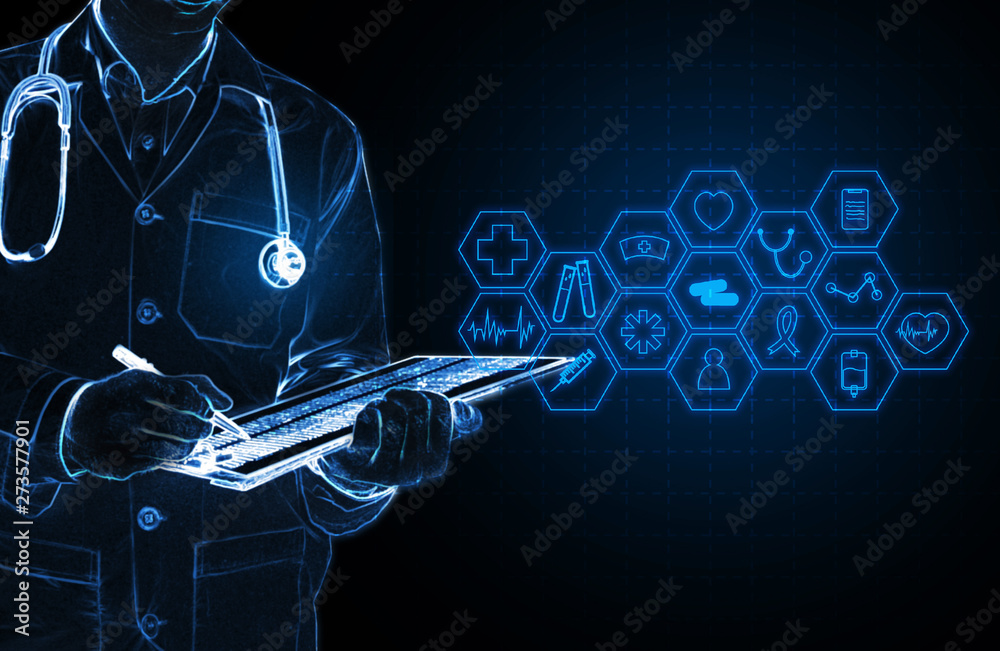 Abstract health medical science healthcare icon digital technology ...