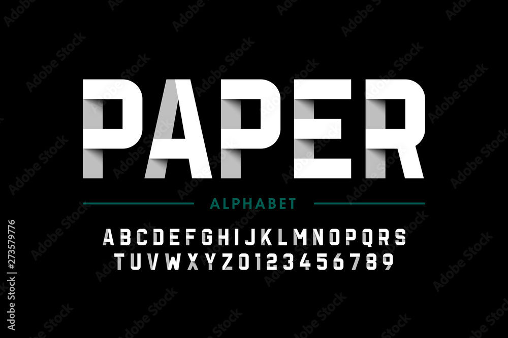 Origami style font design, paper folding alphabet letters and numbers ...