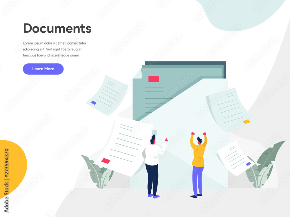 Documents Illustration Concept. Modern flat design concept of web page ...