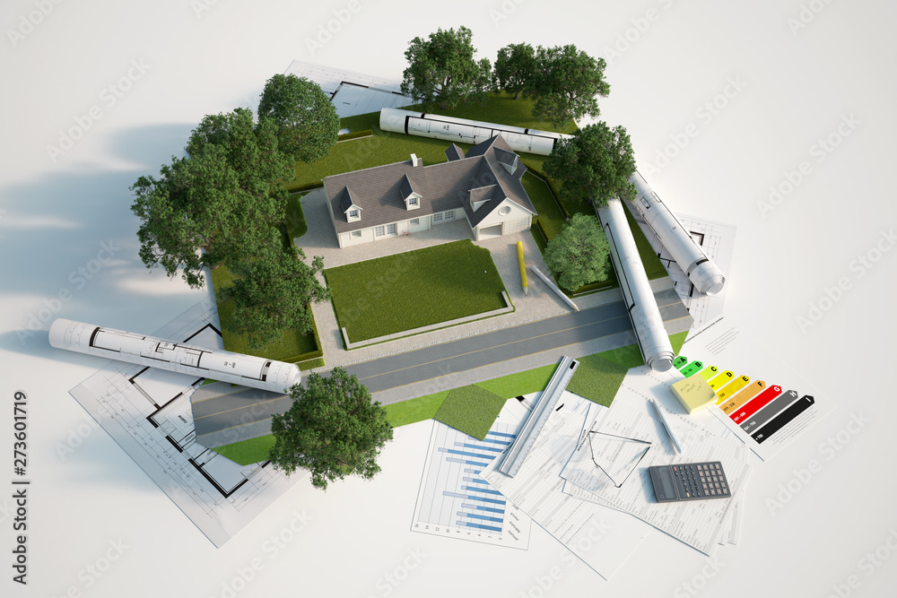 Residential and landscaping project Stock Illustration | Adobe Stock