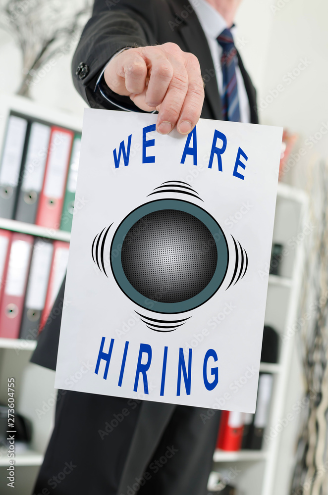 Hiring concept shown by a businessman Stock Photo | Adobe Stock