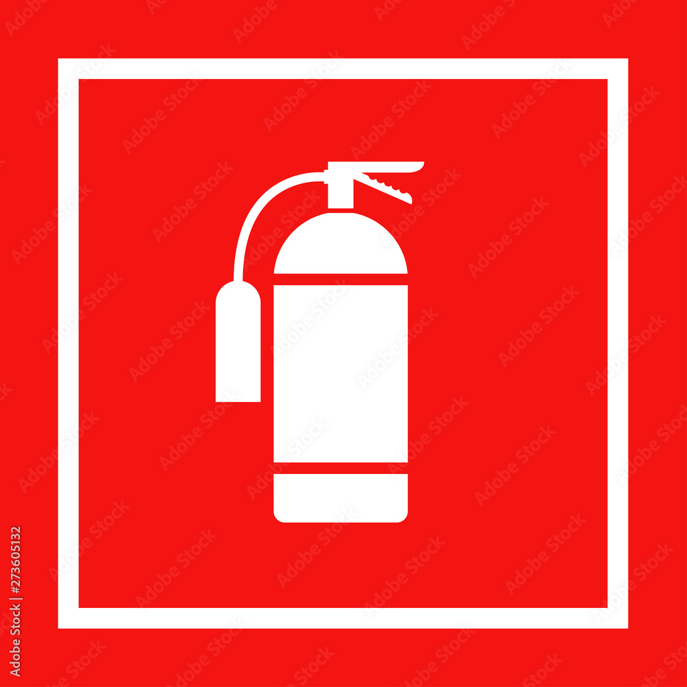 Icon of fire extinguisher isolated. Fire danger. Symbol of fire ...