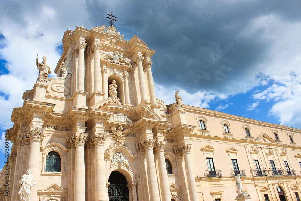 Historical Roman Catholic Cathedral of Syracuse in Sicily, Italy ...