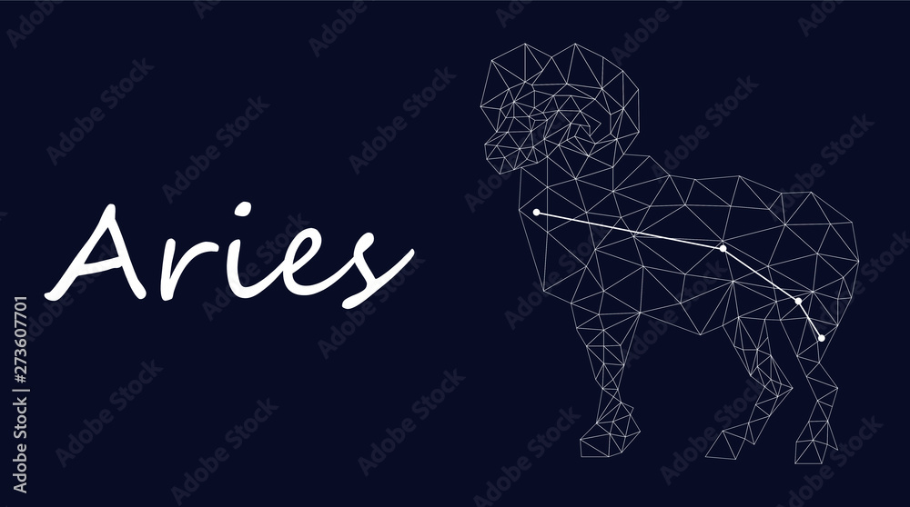 Aries Zodiac sign constellation vector. Horoscope sign constellation ...