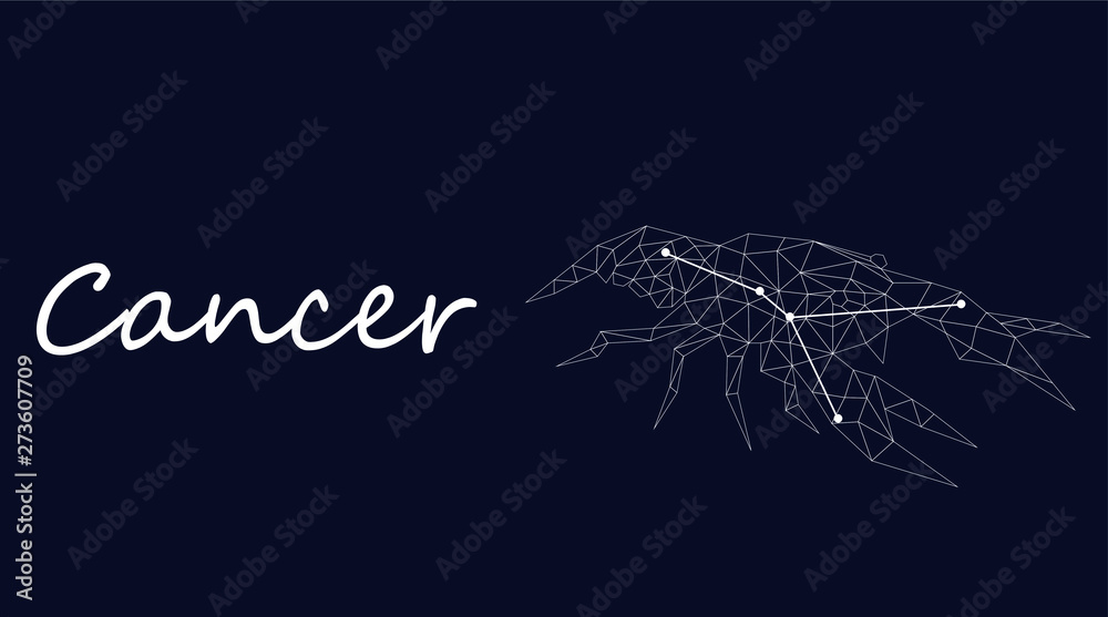Cancer Zodiac sign constellation vector. Horoscope sign constellation ...