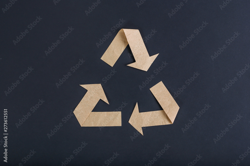reused paper texture from recycle logo on black background Stock Photo ...