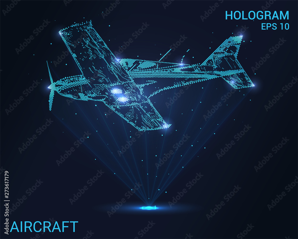 Hologram of the aircraft. A holographic projection of the single-engine ...