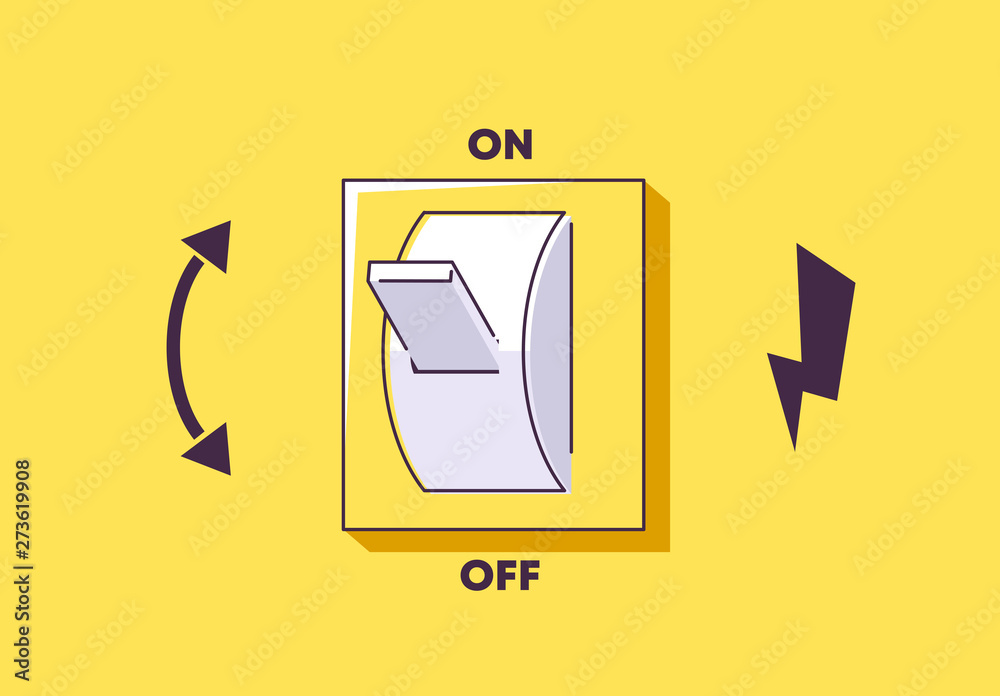 Vector illustration of the mechanism for switching on and off ...
