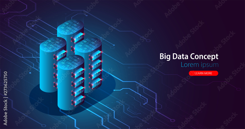 Isometric big data flow processing concept, database. Abstract ...