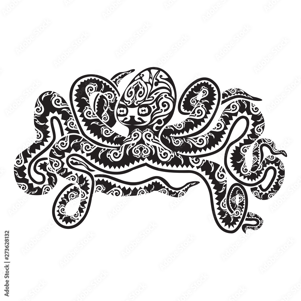 Octopus tattoo in Maori style. Vector illustration EPS10 Stock ...