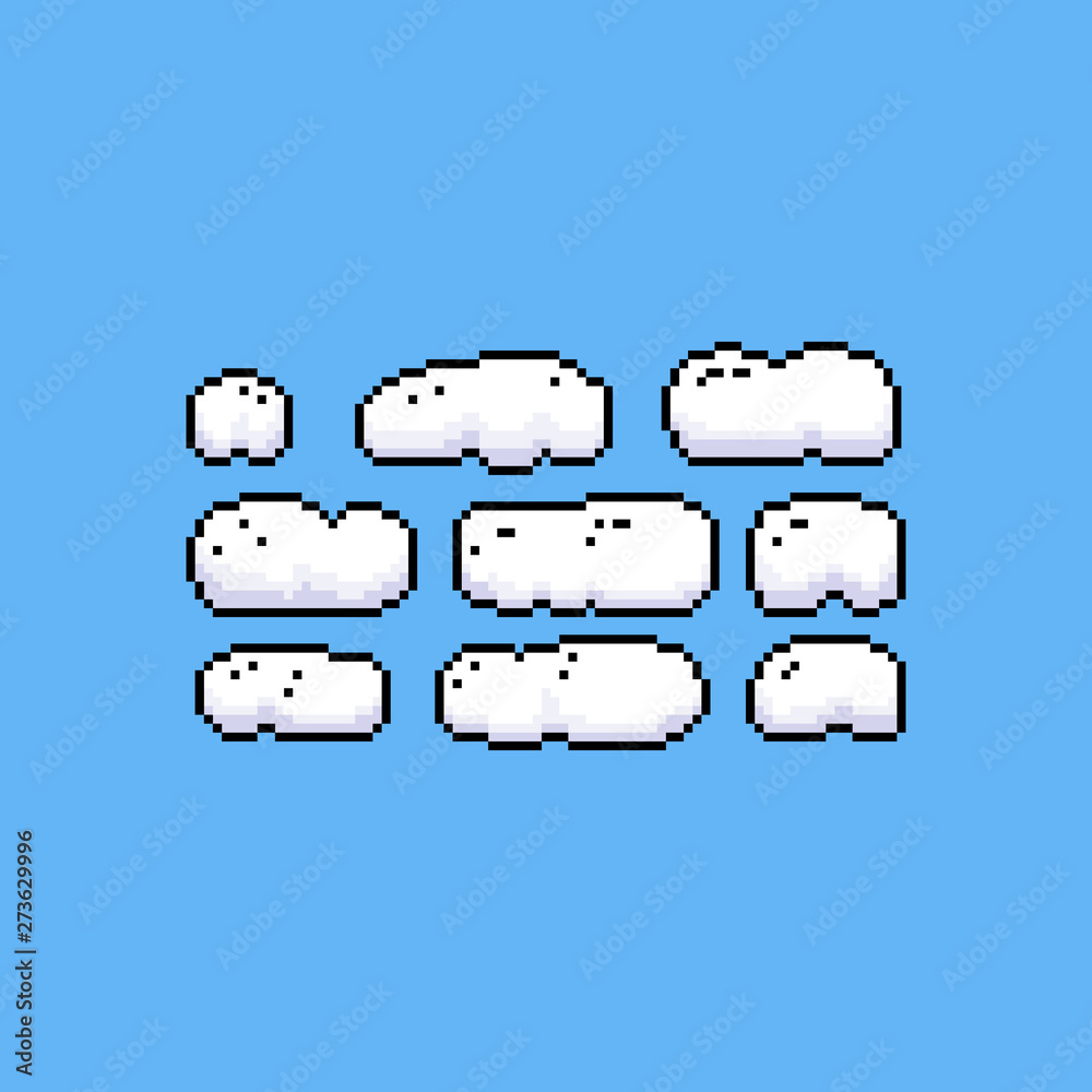 Pixel art cartoon cloud set.8bit. Stock Vector | Adobe Stock