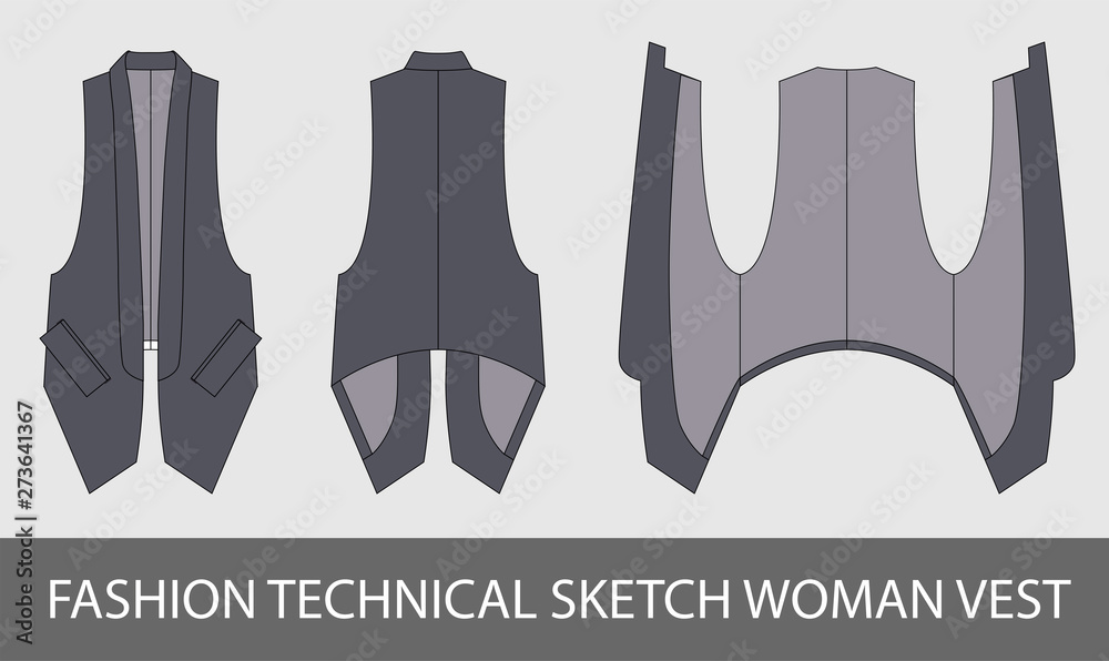 Fashion technical sketch woman vest Stock Vector | Adobe Stock