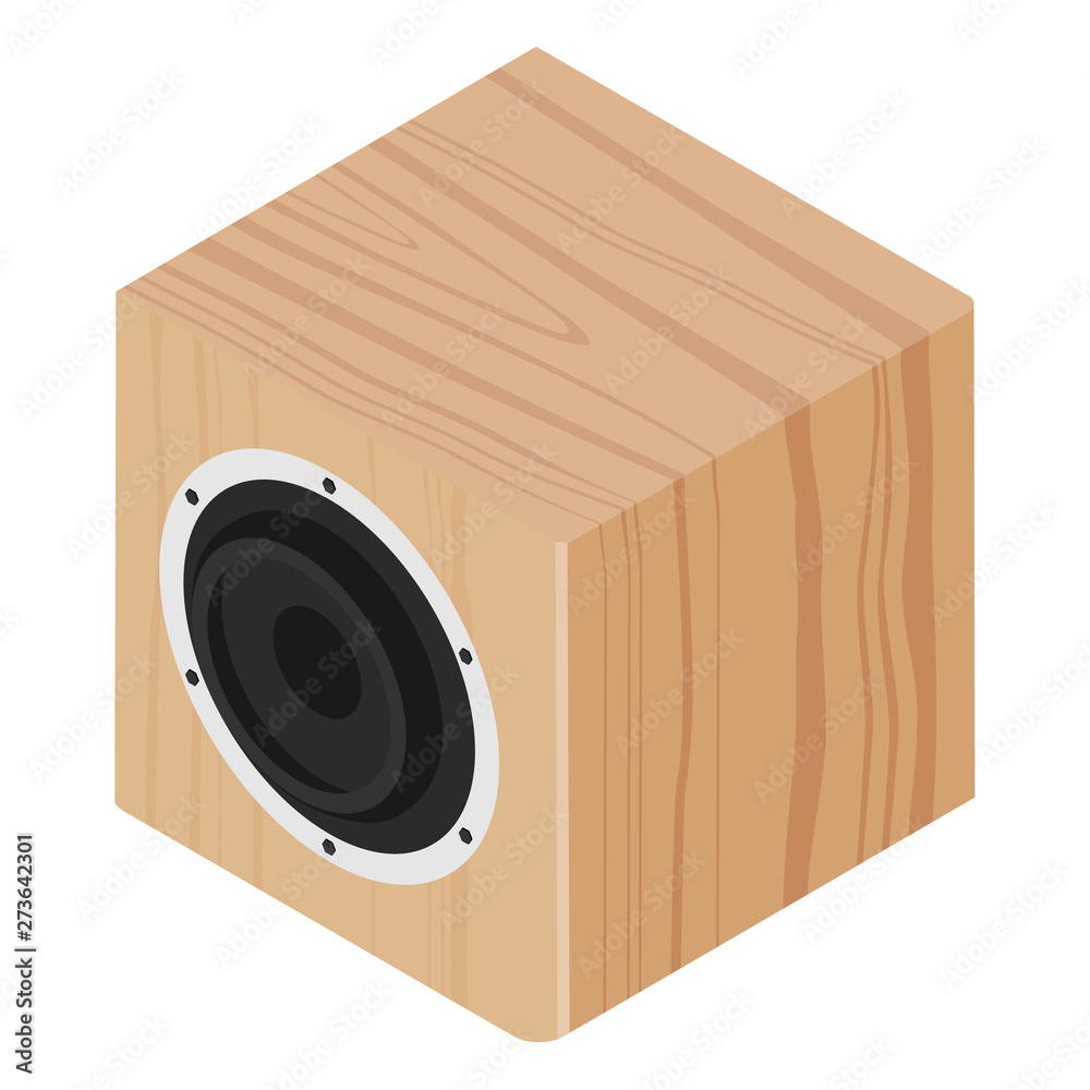 Subwoofer wooden design isometric view isolated on white background ...