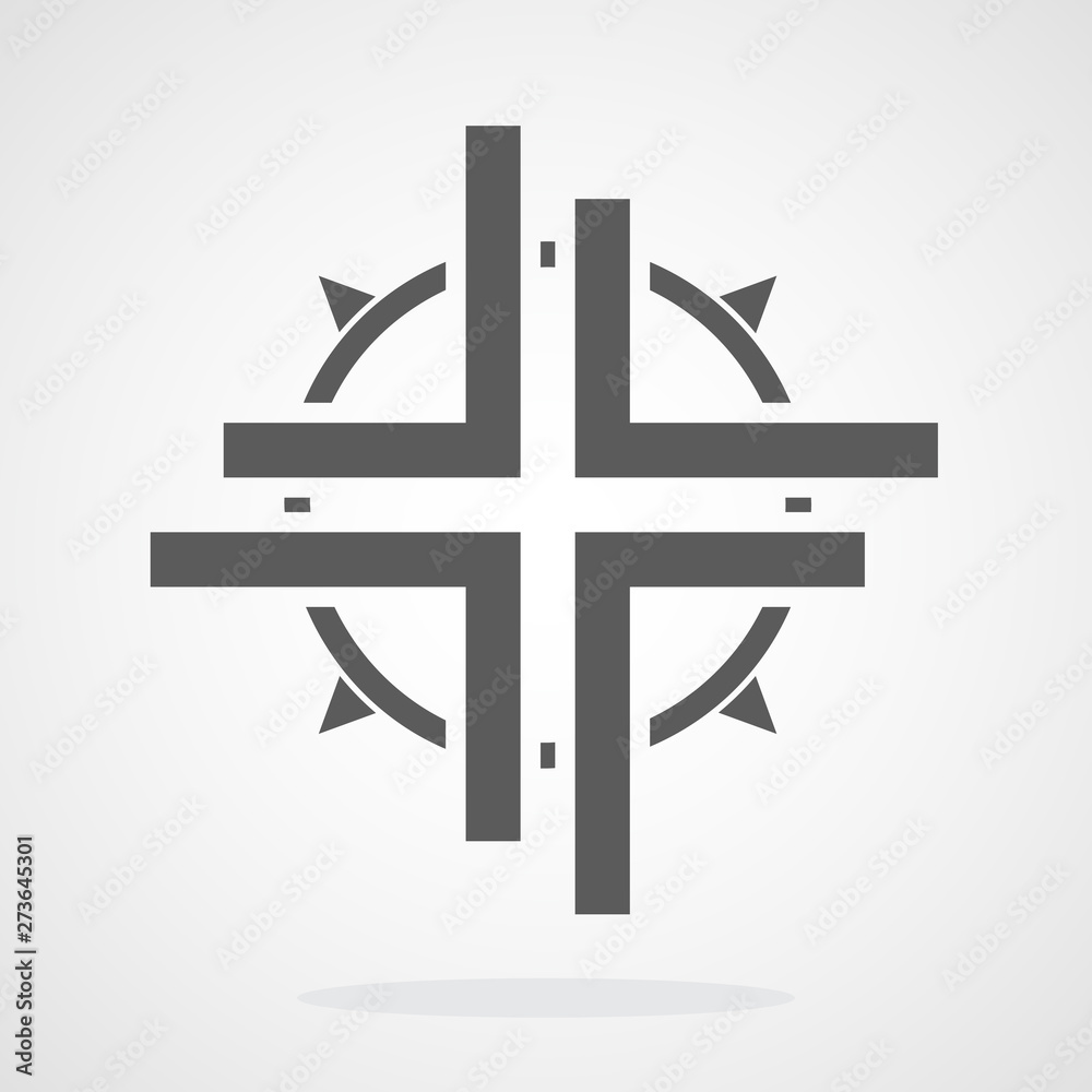 Gray Cross icon with Compass. Vector illustration. Stock Vector | Adobe ...