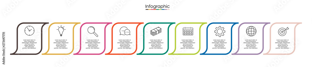 Vector infographic template with nine steps or options. Illustration ...