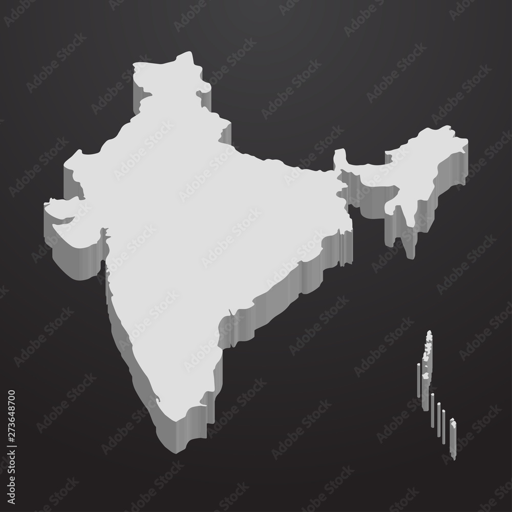 India map in gray on a black background 3d Stock Illustration | Adobe Stock