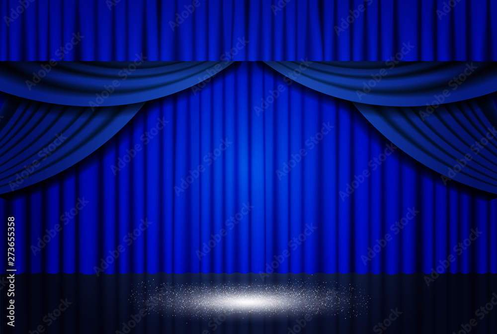 Background with blue theater curtain Stock Vector | Adobe Stock