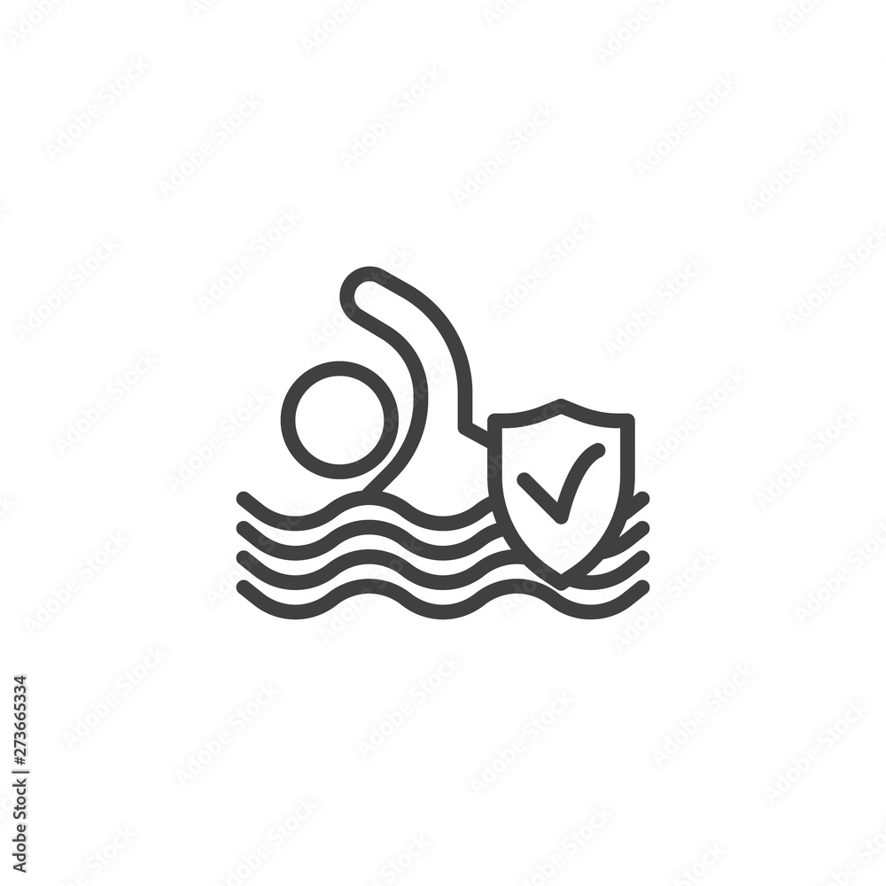 Sport insurance line icon. Risk pool linear style sign for mobile ...