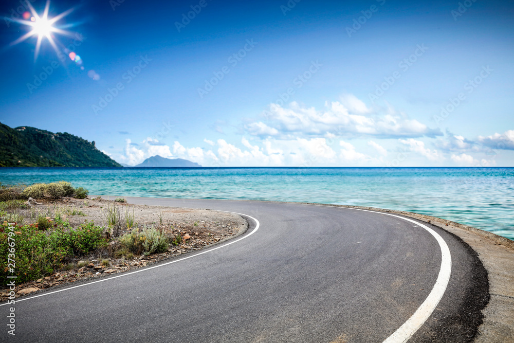 Summer road background of free space for your decoration and ocean ...
