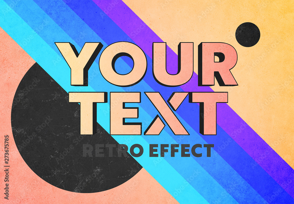 Retro Pop 3D Text Effect Mockup Stock Template | Adobe Stock