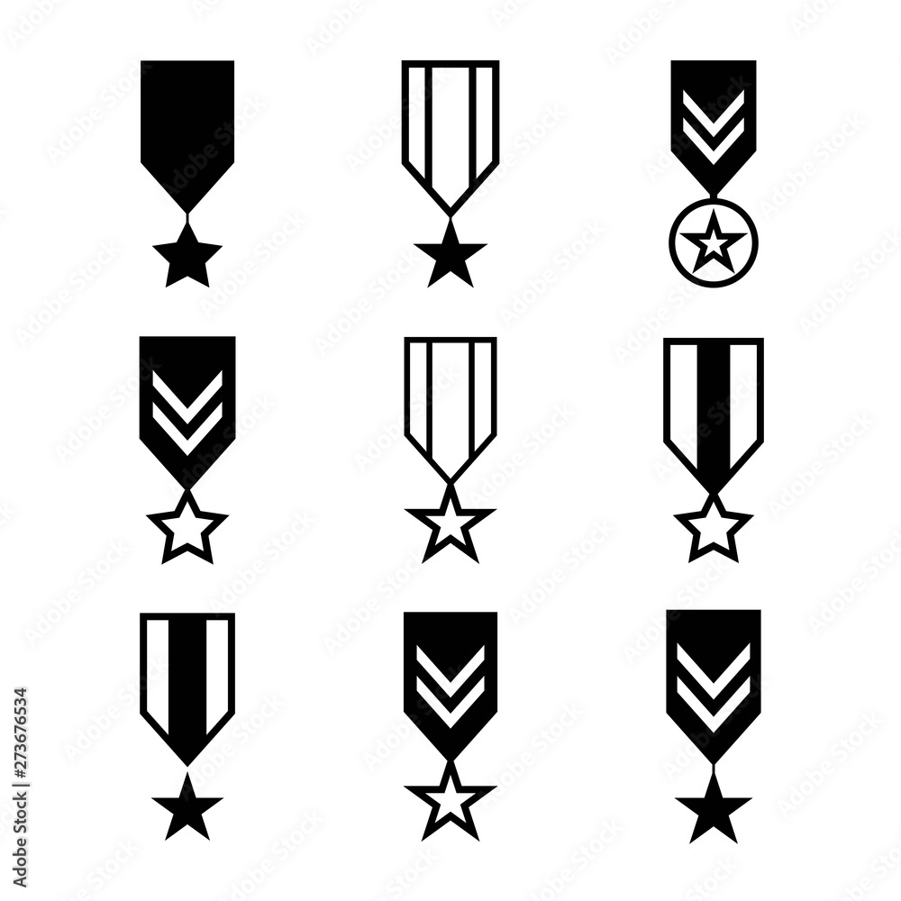 Military rank icon set. Army insignia symbol design. Soldier emblem ...