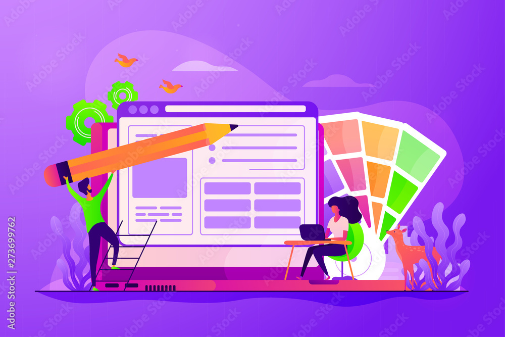 Website responsive ui, gui development business. Designers team working ...