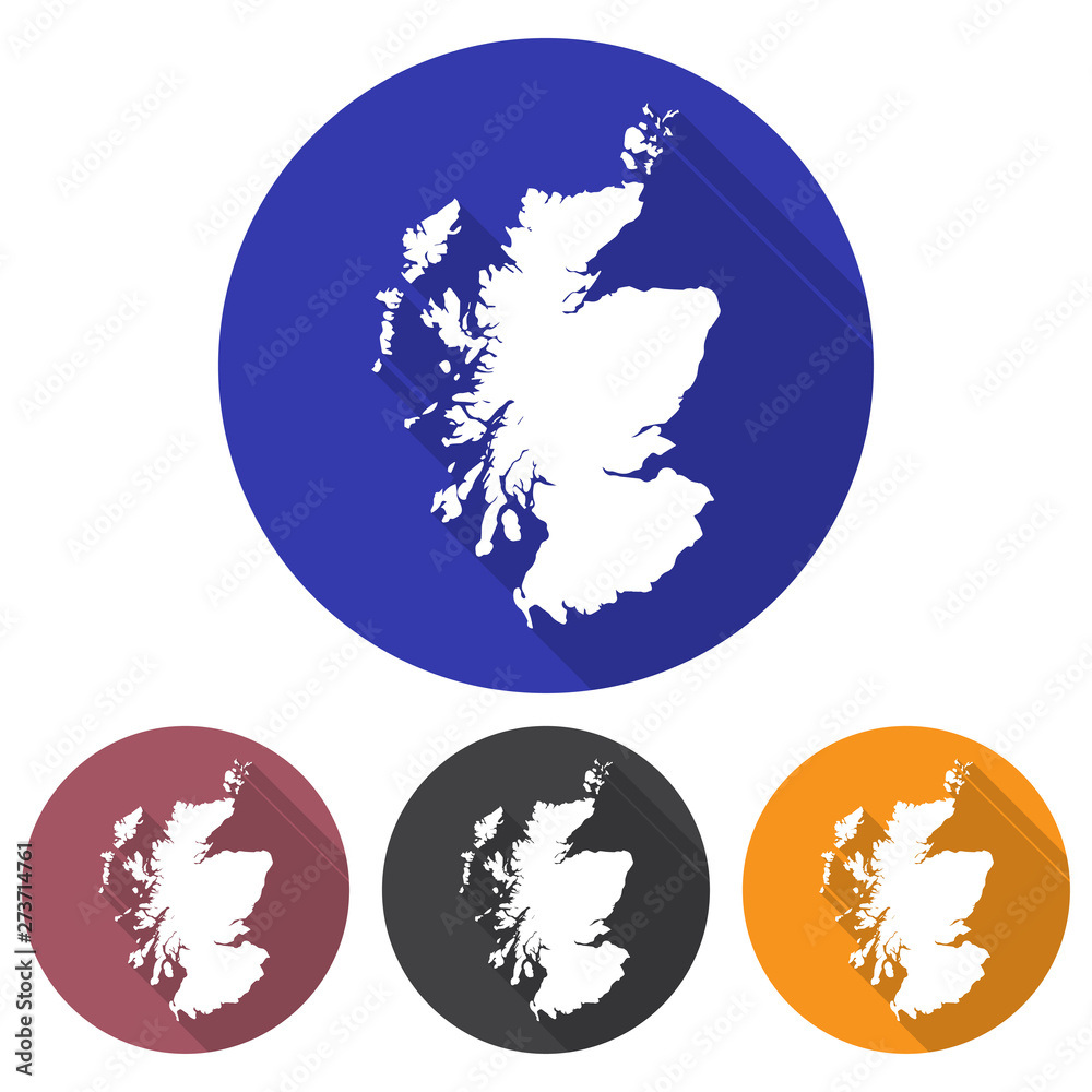 Set of icons Scotland map in a flat design Stock Illustration | Adobe Stock