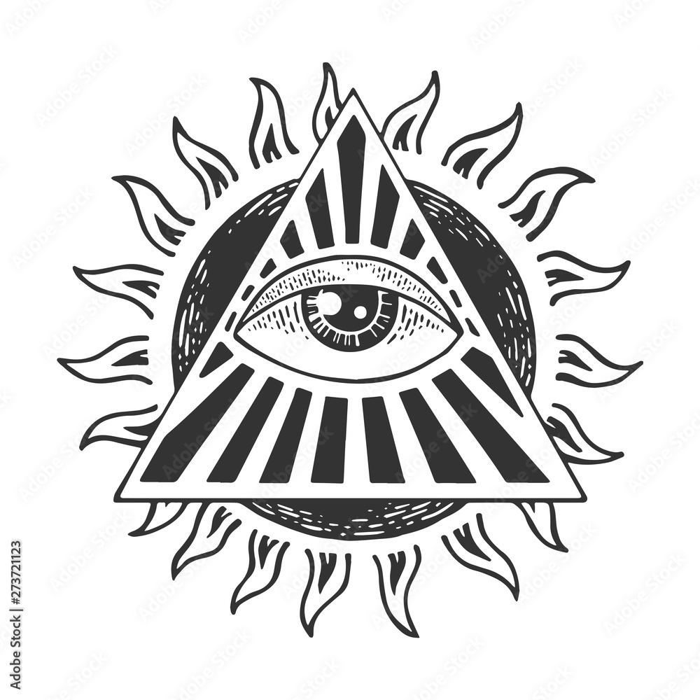 Eye of God Providence tattoo masonic symbol sketch engraving vector ...