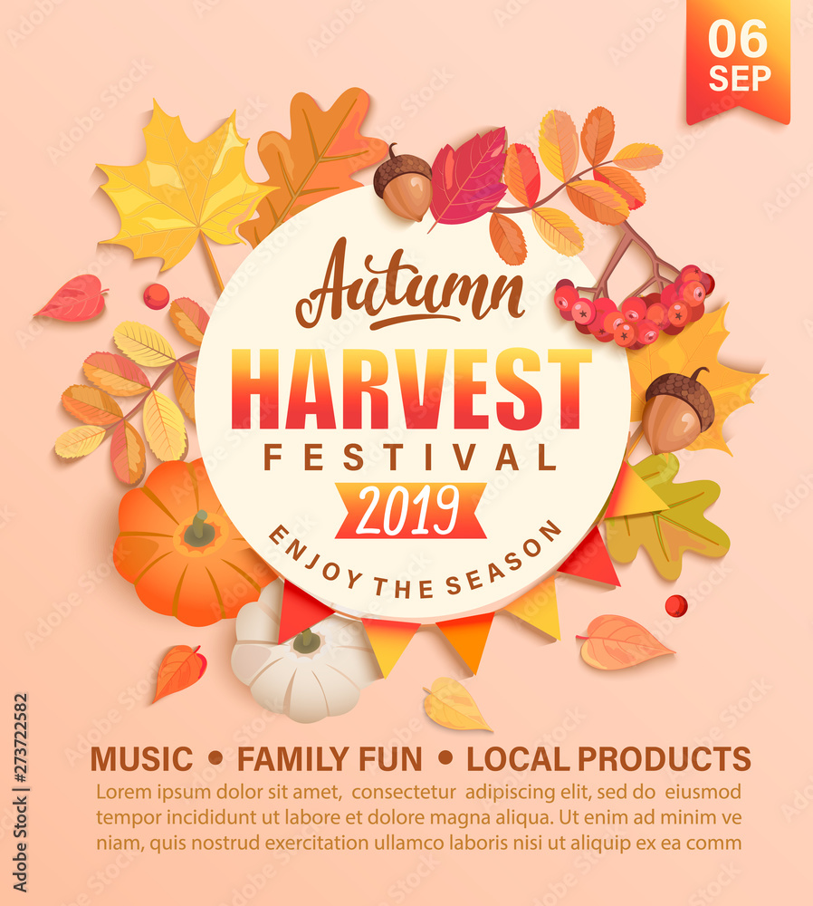 Invitation To Autumn Harvest Festival Banner For Fall Fest 2019