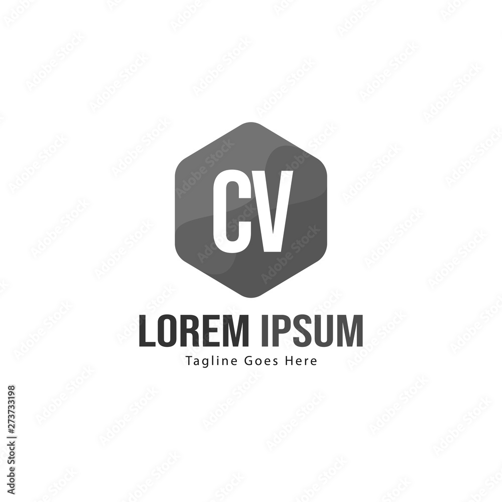 Initial CV logo template with modern frame. Minimalist CV letter logo ...